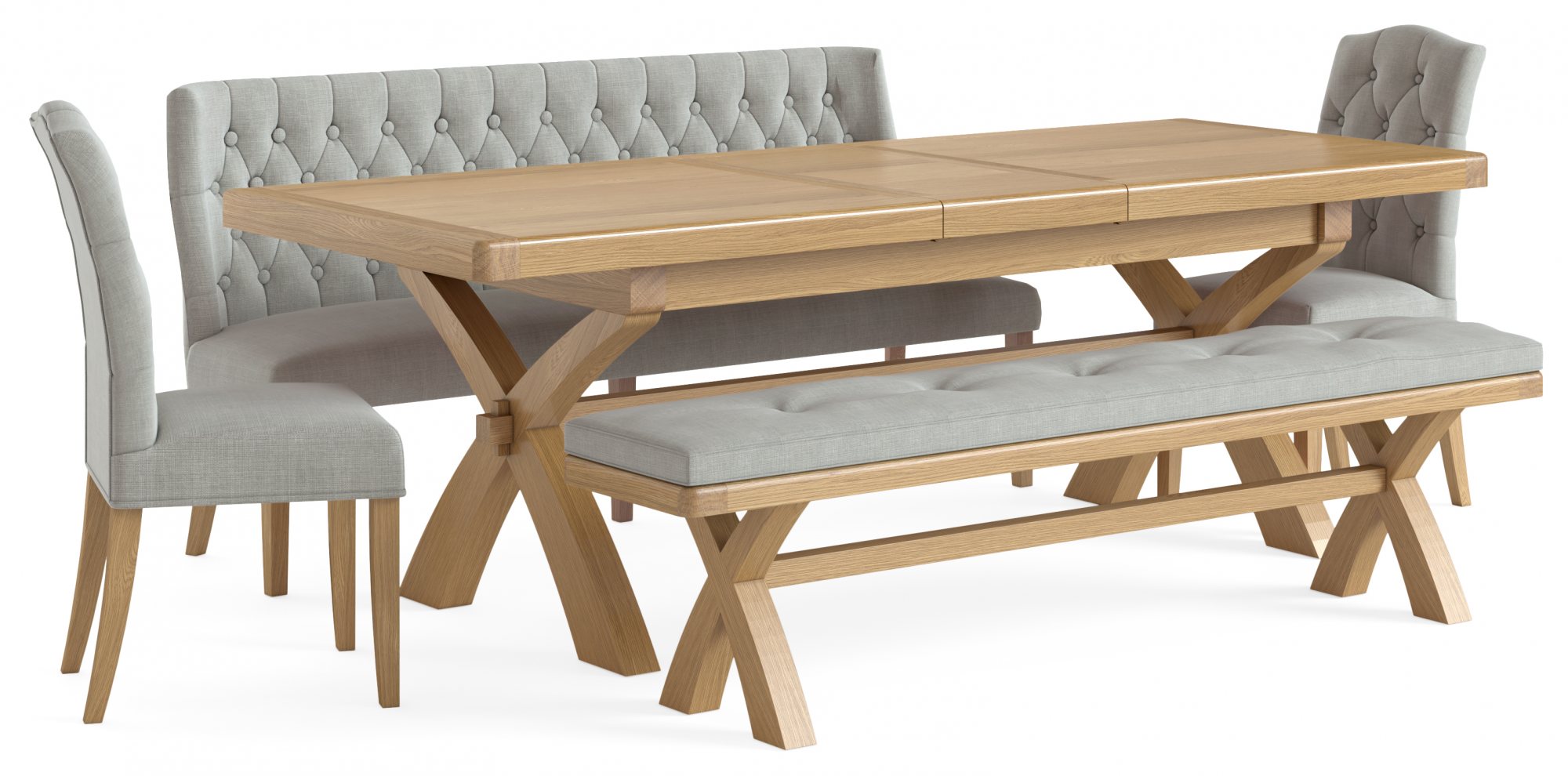 Newmarket Cross Leg Extending Dining Table (Benches) - First Furnishings